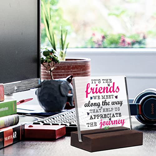 Friend Gifts for Women, Birthday Gifts for Friends, Friendship Gifts Desk Sign Keepsake with Wood Stand for Home Office