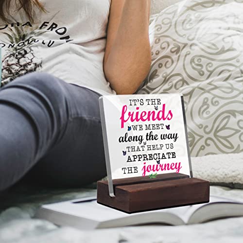 Friend Gifts for Women, Birthday Gifts for Friends, Friendship Gifts Desk Sign Keepsake with Wood Stand for Home Office