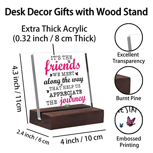 Friend Gifts for Women, Birthday Gifts for Friends, Friendship Gifts Desk Sign Keepsake with Wood Stand for Home Office