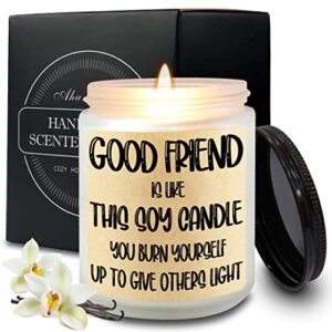 aharhora vanilla scented jar candles, funny gift candle for women, soy wax candles, good friend gifts unique friendship gift birthday gifts candles gifts for women men coworkers bff bestie