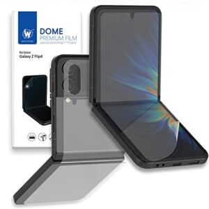 dome glass whitestone premium film screen protector for samsung galaxy z flip 4 2022, hd clear tpu film with hinge cover film