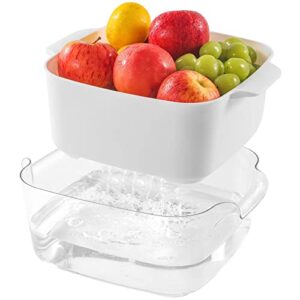 hnnjck 8.2 quart kitchen colanders bowl set, fruit vegetable washing basket, 2 in 1 food fruit strainers, large plastic double layered strainer basket for pasta, spaghetti, berry, salads, bpa free