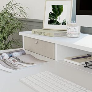 FEZIBO Standing Desk with 4 Drawers White Color/White Frame 55inch