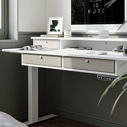 FEZIBO Standing Desk with 4 Drawers White Color/White Frame 55inch