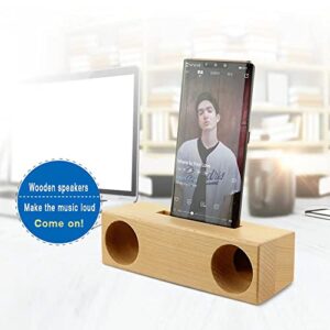 Sound Amplifier Speaker and Cell Phone Stand Holder,Natural Wooden Loudspeaker Desktop Mobile Phone Holder