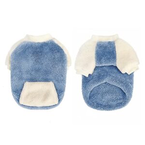 LESYPET Winter Dog Sweater for Small Dog, Fleece Warm Doggy Coat Puppy Pullover, Pocket Design Dog Clothes for Small Medium Dog Girl Boy, Blue Small