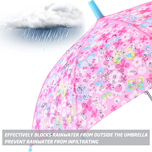 Daaupus Pink Butterfly Pattern Children's Backpack Children's Umbrella Set