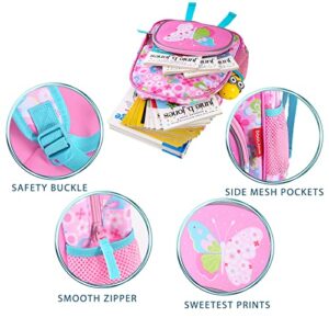 Daaupus Pink Butterfly Pattern Children's Backpack Children's Umbrella Set