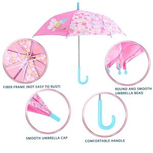 Daaupus Pink Butterfly Pattern Children's Backpack Children's Umbrella Set