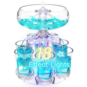 zcvtbye shot dispenser liquor dispenser with 6 shot glasses set + 18 effects lights party drink dispenser for beverage | cider | cocktail - fun bar accessories home gifts (v2 led)