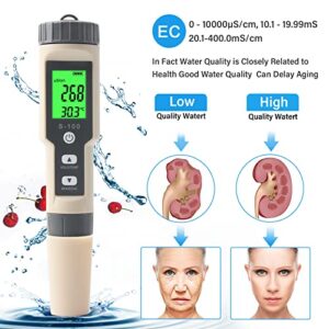 Yewhick Digital Salinity Tester for Saltwater, Waterproof Pool Salt Tester, 4 in 1 Salt/EC/TDS/Temp Meter, High Accuracy Saltwater Tester with ATC for Saltwater Pool, Aquarium, Koi Fish Pond