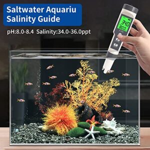 Yewhick Digital Salinity Tester for Saltwater, Waterproof Pool Salt Tester, 4 in 1 Salt/EC/TDS/Temp Meter, High Accuracy Saltwater Tester with ATC for Saltwater Pool, Aquarium, Koi Fish Pond