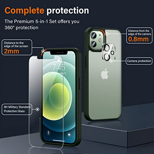 UniqueMe [2+2 Pack Compatible with iPhone 12 Mini 5.4 inch Screen Protector Tempered Glass and Camera Lens Protector [HD Clear] [Anti-Scratch] [Easy Installation Frame] [Bubble Free]