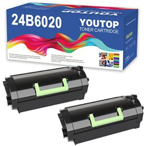 youtop remanufactured 2pk 24b6020 black toner cartridge replacement for lexmark xm7155 xm7155x xm7163 xm7163x xm7170 xm7170x xm5270 xm7263