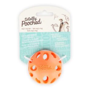 Messy Mutts Totally Pooched Huff'n Puff Ball | 3.1” TPR Puzzle Ball for Dogs | 2-in-1 Durable Interactive Toy and Tooth Cleaner | Orange