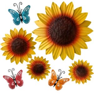 innoboutique sunflower wall decor patio decor sunflower kitchen decor outdoor wall decor metal flower wall decor outdoor metal wall art metal flowers outdoor decor butterfly wall decor 7 pieces