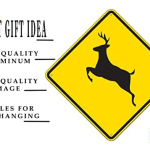 Funny Metal Warning Deer Crossing XING Tin Sign Wall Décor Man Cave Bar Buck Hunting Hunter