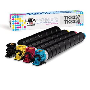 made in usa toner compatible replacement for kyocera tk8337, taskalfa 3252ci, 3253ci (cmyk, 4 color cartridges)