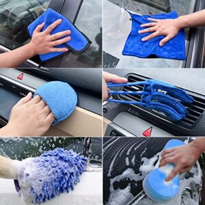 Car Detailing Brushes kit,28Pcs Car Cleaning Drill Brush Set with Detailing Brushes and Microfiber Wash Mitt, Buffing Polishing Sponge Pads,Auto Cleaning Tools Kit for Interior&Exterior, Tire, Wheels