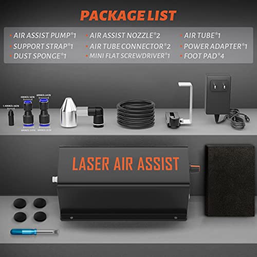 Laser Air Assist, DEWALLIE Laser Air Pump with 16L/min Airflow for 99% Laser Engraver Removing Smoke and Dust, Low Noise and Easily Assemby