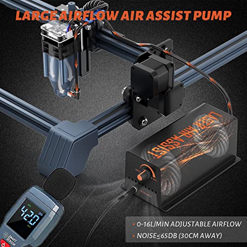 Laser Air Assist, DEWALLIE Laser Air Pump with 16L/min Airflow for 99% Laser Engraver Removing Smoke and Dust, Low Noise and Easily Assemby