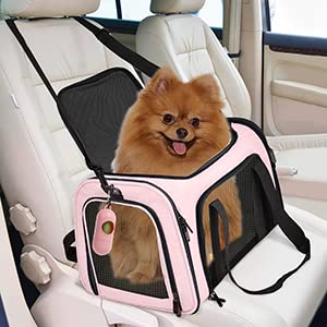 ROSEBB Cat Carrier Dog Carrier Pet Carrier Cat Bags for Small Medium Cats Dogs Puppies of 15 Lbs,of Airline Approved Small Dog Bag Soft Sided,Collapsible Travel Puppy Carrier (Medium, Pink)