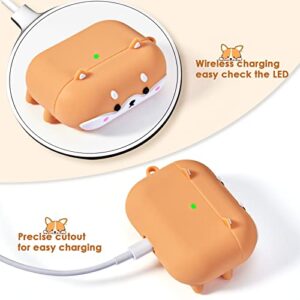 Cute Corgi Case for Airpods Pro, Filoto Airpod Pro Case Cover with Keychain for Women Girls Boys, Kawaii Soft Silicone Protective Cases(Corgi)