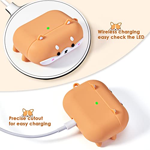 Cute Corgi Case for Airpods Pro, Filoto Airpod Pro Case Cover with Keychain for Women Girls Boys, Kawaii Soft Silicone Protective Cases(Corgi)