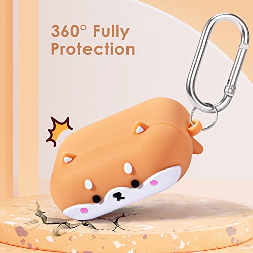 Cute Corgi Case for Airpods Pro, Filoto Airpod Pro Case Cover with Keychain for Women Girls Boys, Kawaii Soft Silicone Protective Cases(Corgi)