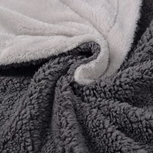 Panku Ultra-Soft Micromink Thick Sherpa Blanket Twin Size for Bed, Reversible Fuzzy Warm Throw Blanket All Season for Men Women Gifts (60X80 Black and Grey)