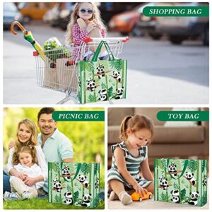 NymphFable 5 Pack Reusable Shopping Bags Panda Bamboo Grocery Bags Waterproof Tote Bag Gift Bags 50LBS