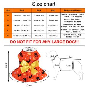 Halloween Dog Costume Pet Dress Puppy Outfits Printed with Skeleton Bat Ghost Bowknot Cat Vest Clothes for Holiday Halloween Costume Cosplay Carnival Photography (X-Small, Orange)