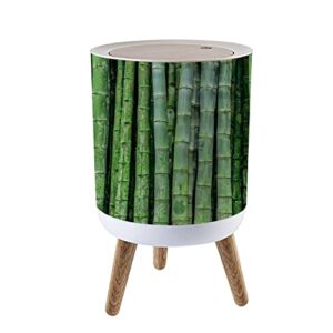 lgcznwdfhtz small trash can with lid for bathroom kitchen office diaper deep green bamboo forest closeup bedroom garbage trash bin dog proof waste basket cute decorative