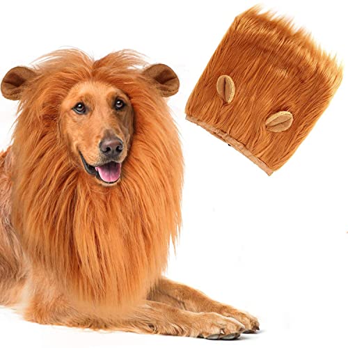 Dog Costume Lion Mane Halloween Costume Realistic & Funny Lion Mane for Pet Dogs – Ideal for Halloween, Dog Birthday, Dog Cosplay, Dog Outfits, Pet Clothes