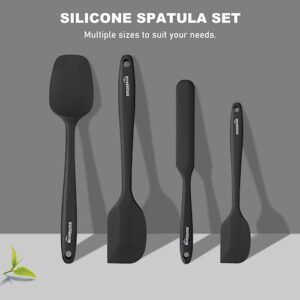 NileHome Silicone Spatula Set, Rubber Spatula High Heat-Resistant Premium BPA-Free One Piece Seamless Design Cooking Spatulas Utensils Set For Kitchen 4pack(Black)