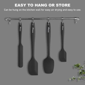 NileHome Silicone Spatula Set, Rubber Spatula High Heat-Resistant Premium BPA-Free One Piece Seamless Design Cooking Spatulas Utensils Set For Kitchen 4pack(Black)