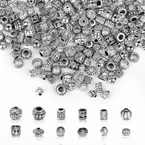 250Pcs Large Hole Beads for Jewelry Making, MONKLE 200pcs European Beads Bulk Glass Beads Rhinestones Lampwork Beads with 50+pcs Silver Spacer Beads for DIY Craft Bracelet Necklace Earring Making