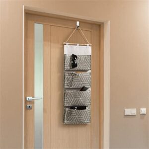 FAYYGYH 2Pcs 4 Big Pockets Over Door Hanging Storage Bags,Waterproof Linen Cotton Fabric Multi Functional Living Room Bedroom Bathroom Free 4 Hooks (style2)