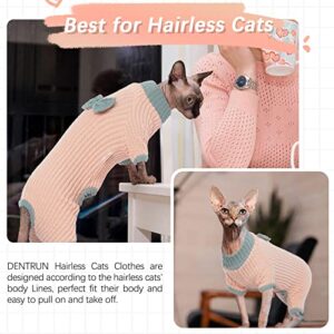 DENTRUN Sphynx Hairless Cats Warm Winter Sweater Cute Pullover High Elasticity Kitten Shirts Breathable Cat Leisure Wear Turtleneck Vest Adorable Cat's Clothes Jacket Pajamas Jumpsuit