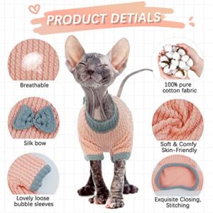 DENTRUN Sphynx Hairless Cats Warm Winter Sweater Cute Pullover High Elasticity Kitten Shirts Breathable Cat Leisure Wear Turtleneck Vest Adorable Cat's Clothes Jacket Pajamas Jumpsuit