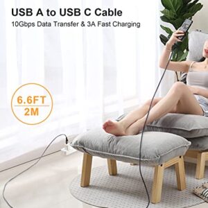 USB A to USB C Cable 6.6ft, 10Gbps Data Transfer and 60W 3A Fast Charging Cable, USB C 3.1/3.2 Cable for Android Auto Samsung S21/S20/S10/Note 20, iPad Pro, Sony XZ, LG Other Type-C Devices