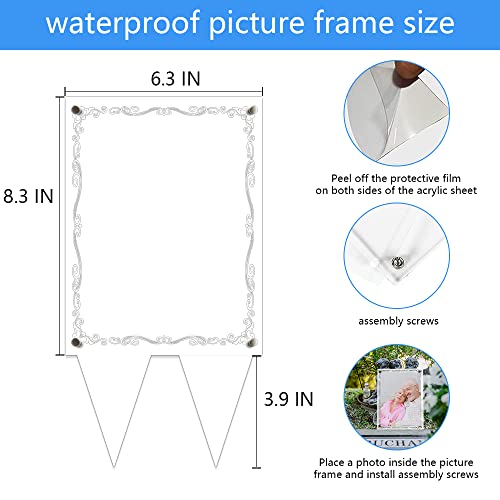 5x7 Waterproof Picture Frame for Grave, Cemetery Decorations for Grave, 2PCS Acrylic Outdoor Weatherproof Pet Dog Cat Memorial Cemetery Picture Frame,Funeral Gifts