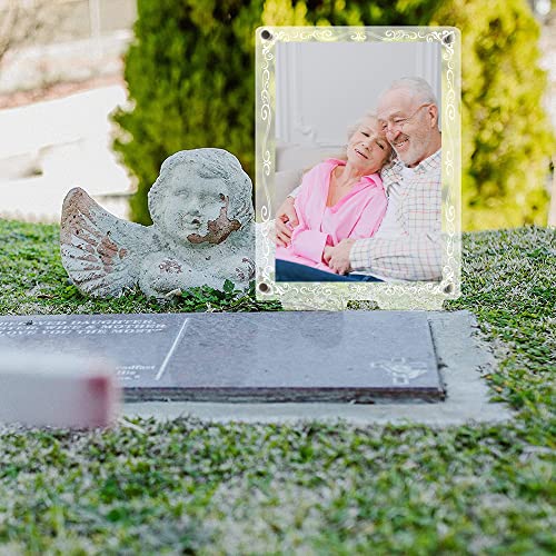 5x7 Waterproof Picture Frame for Grave, Cemetery Decorations for Grave, 2PCS Acrylic Outdoor Weatherproof Pet Dog Cat Memorial Cemetery Picture Frame,Funeral Gifts