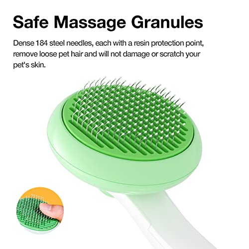 Cat Brush for Shedding, Pet Grooming Self Cleaning Slicker Cats & Dogs, Deshedding Easily Removes Tangles Hair and Loose Undercoat, Mats Tangled Shedding (Green)