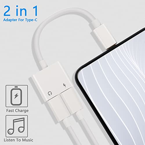 YAODHAOD USB C Splitter, 2 in 1 Dual USB C Headphone and Charger Adapter Compatible with Huawei P20, P30pro, P40,P40 Pro, Mate 30E Pro, Mate20pro, Nova 9 (Dual USB C)