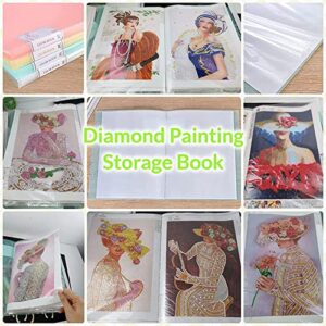 A3 40 Pags Diamond Painting Storage Book,Art Portfolio Painting Storage Book,Clear Pockets Art Plastic Sleeves Protectors,for 44X32.5X2cm Sketches Painting Presentation (Blue)