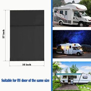 RV Door Window Shade (16" W x 26" L) with Velcro,RV Blackout Door Window Curtain, UV Rays Protection Camper Trailer Door Window Cover, Washable Thickened Polyester (Black)