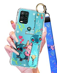 trendy fun stitc for motorola g stylus 5g 2021 case with wrist strap for girls women girly cute cartoon character wristband lanyard aesthetic kawaii phone cases cover for motorola g stylus 5g 2021