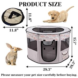 Fhiny Portable Small Animal Playpen, Breathable Rabbit PlayPen with Cover and Mesh Windows Foldable Guinea Pig Cage Tent Indoor Outdoor for Bunny Ferret Chinchilla Kitten Puppy (Grey)