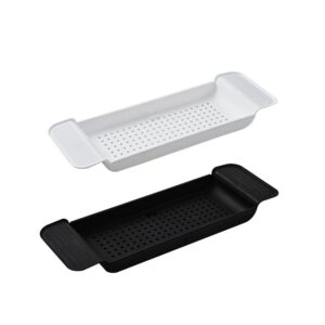 Bath Caddy Tray, Expandable Bath Shelf, Adjustable Bathtub Tray, Bathtub Storage Rack Multifunctional Bath Tub Table Caddy for Kids Toys, Bathroom Accessories (Black, One Size)